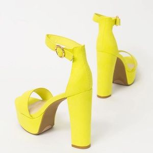 BAMBOO | Shoes | New Neon Yellow Open Toe Ankle Strap Heel Sandal ...